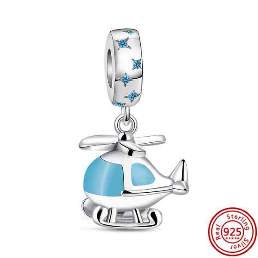Helicopter Charm Bead Genuine 925 Sterling Silver - Etsy UK