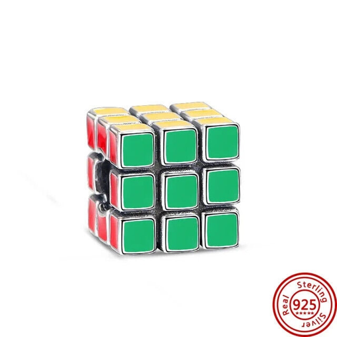 Rubik's Cube Rubix Cube Charm Bead Genuine 925 Sterling Silver - Etsy