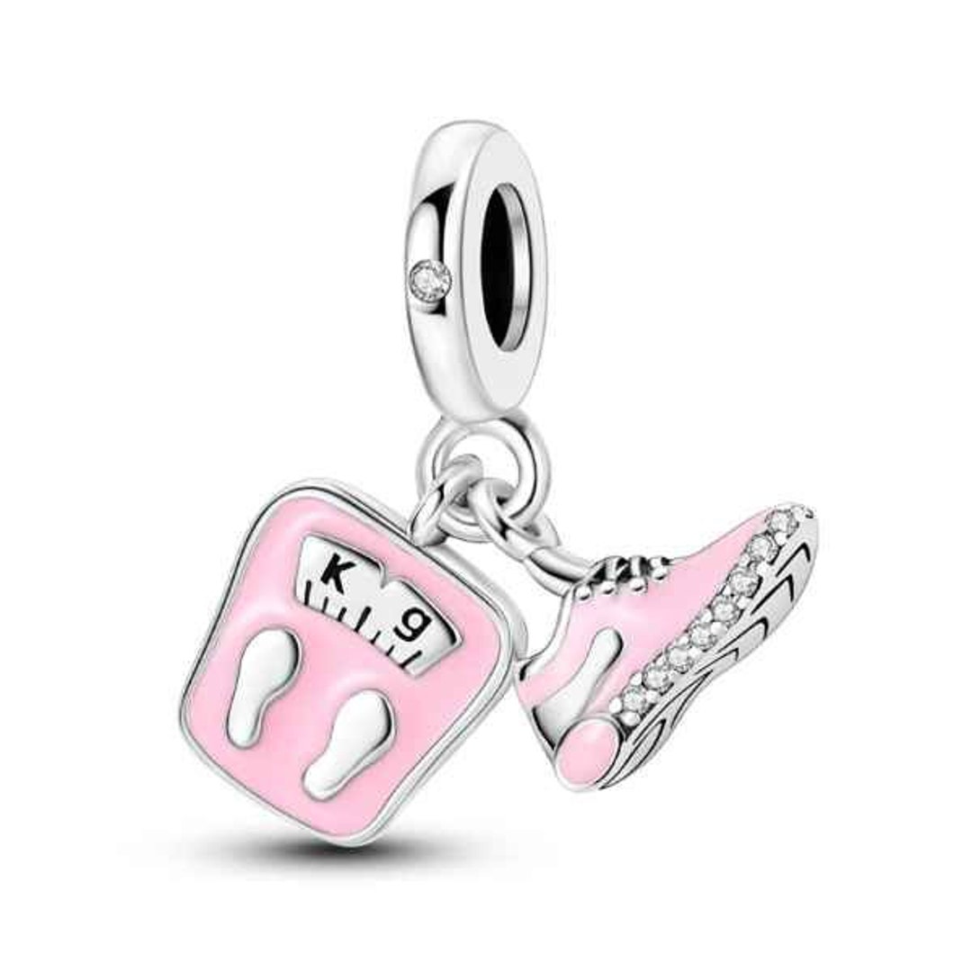 Running Shoe Weighing Scales Fitness Charm Bead Dangle Genuine 925 ...