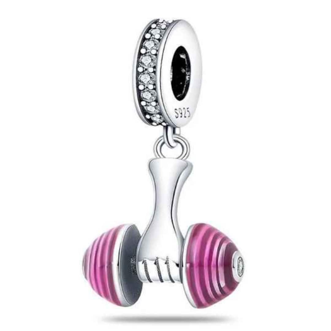 Dumbbell Charm Bead Dangle Genuine 925 Sterling Silver - Etsy