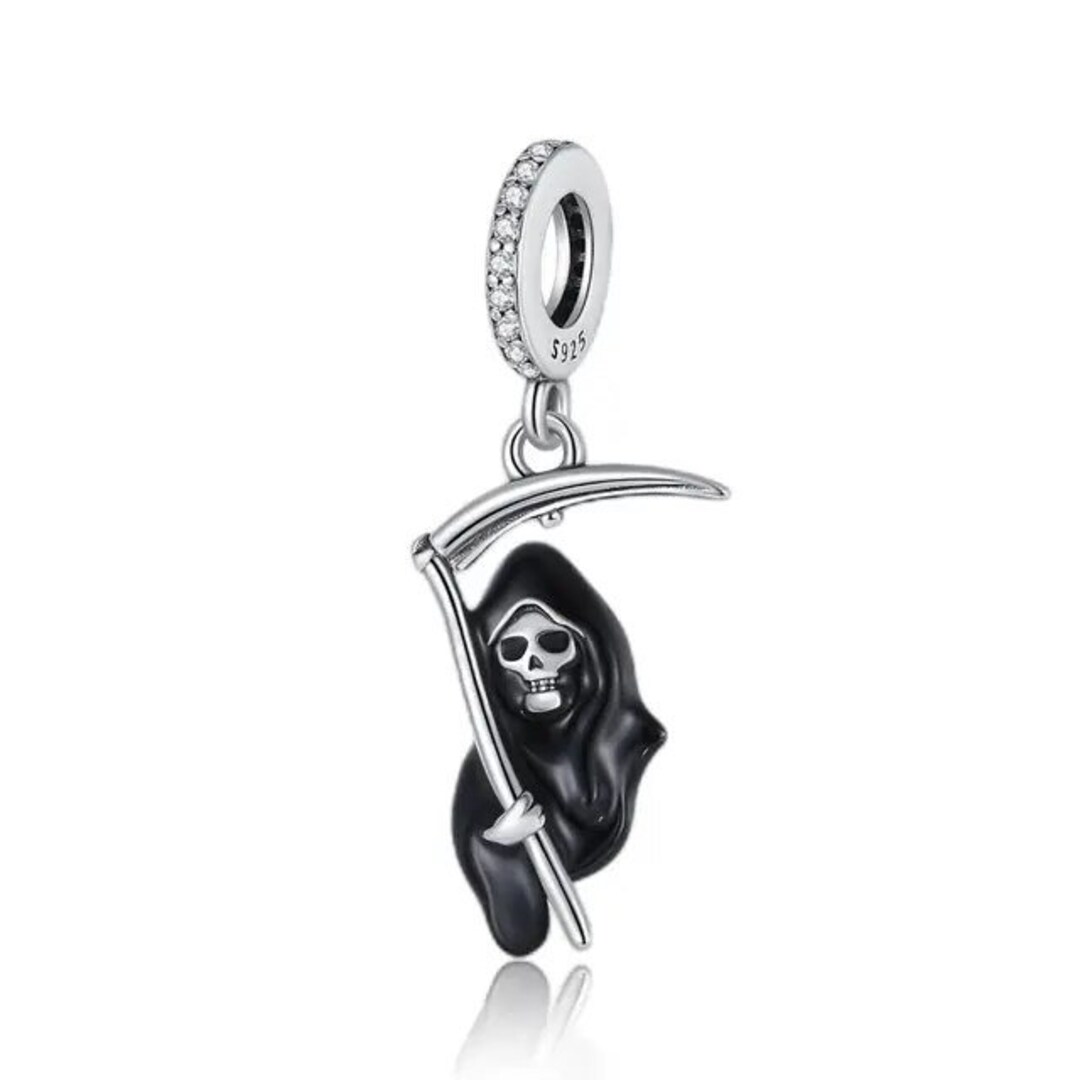 Grim Reaper Charm Bead Dangle Genuine 925 Sterling Silver - Etsy