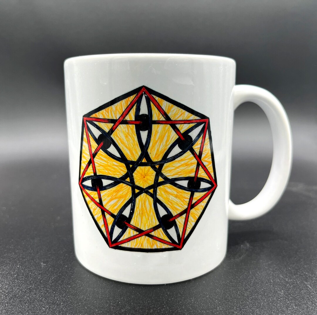 Sacred Geometry Heptagon Coffee Mug | 10.5 Oz Alchemy & Occult Inspired ...