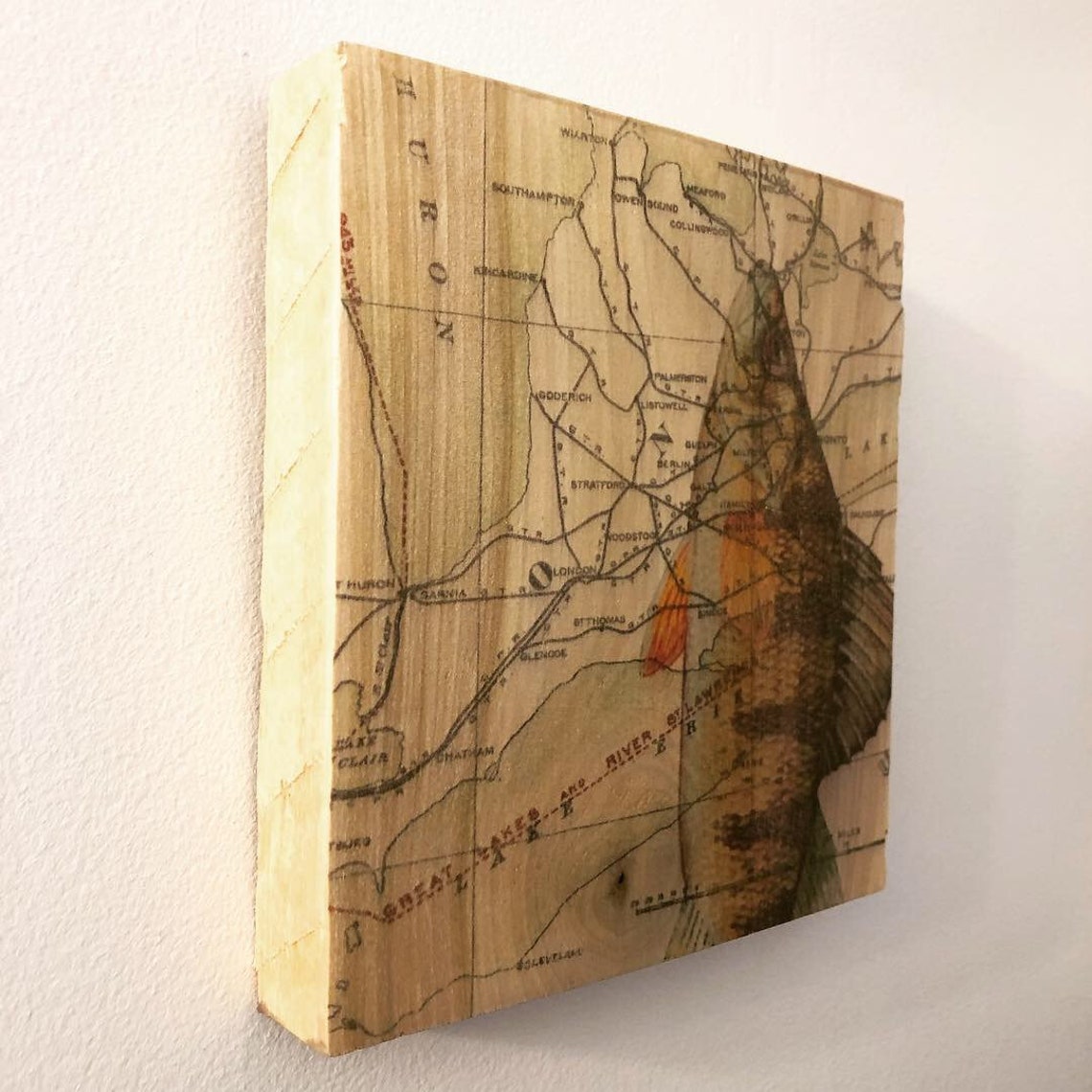 Lake Erie Perch Map of Lake Erie Ohio Vintage Style Wall | Etsy