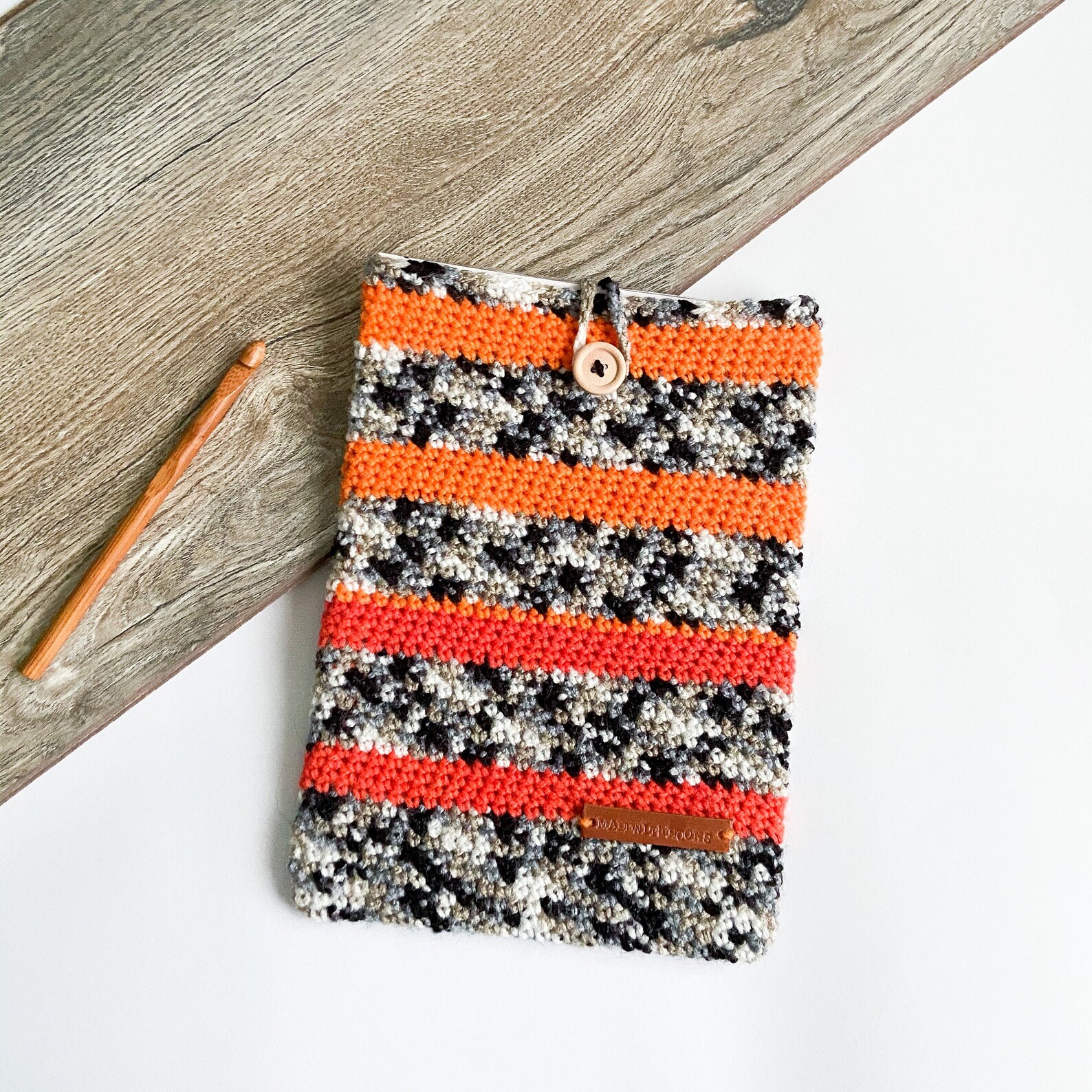 Crochet iPad Sleeve, Tablet Cover, Orange/neutral, iPad Pro Case, iPad ...