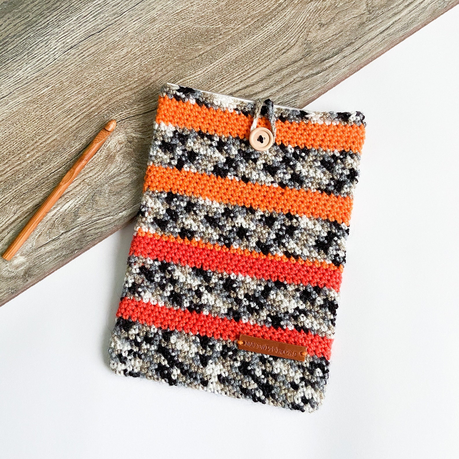 Crochet iPad Sleeve, Tablet Cover, Orange/neutral, iPad Pro Case, iPad ...