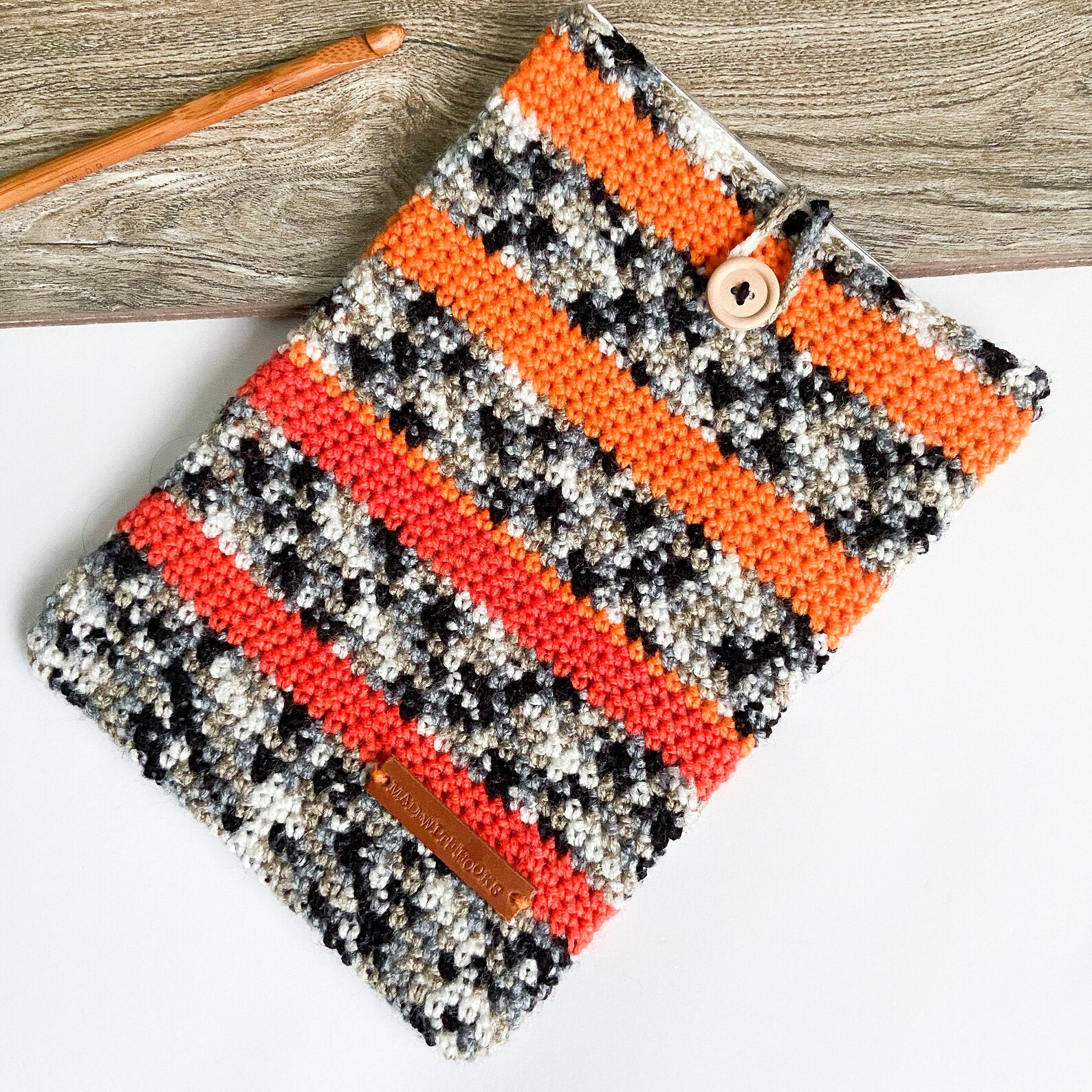 Crochet iPad Sleeve, Tablet Cover, Orange/neutral, iPad Pro Case, iPad ...