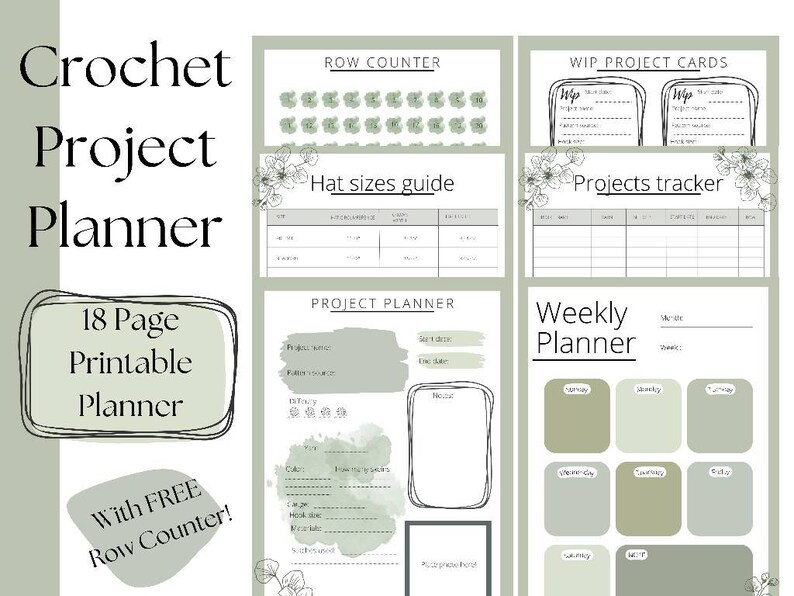 Crochet Project Planner, Printable Crochet Planner, 18 Unique Pages ...