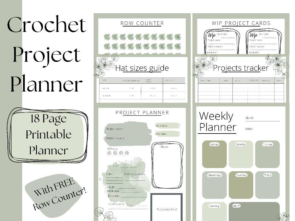 Crochet Project Planner, Printable Crochet Planner, 18 Unique Pages ...