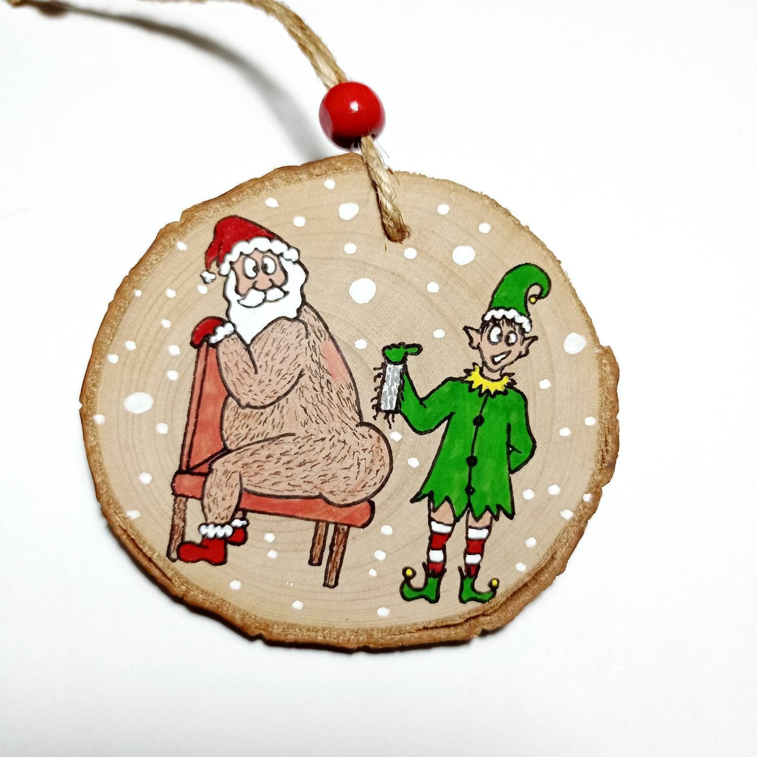 Hairy Santa Getting His Back Waxed Beautician Ornament Wax - Etsy