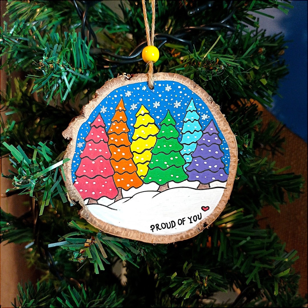 Rainbow Snowy Forest, Joyful Pride Flag, Queer Christmas Gift for ...