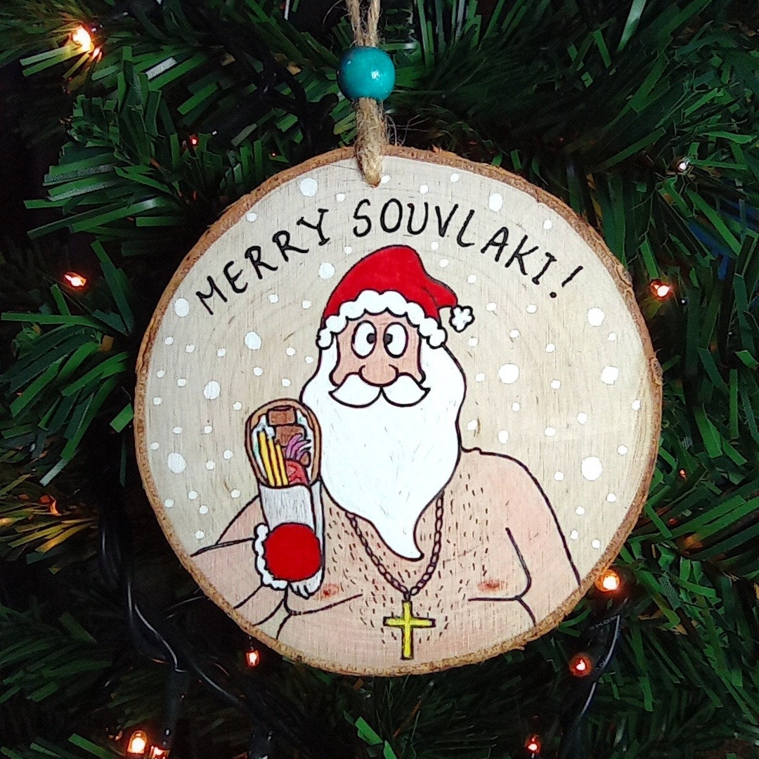 Greek Souvlaki Christmas Ornament Hellenic Santa Claus Agios - Etsy