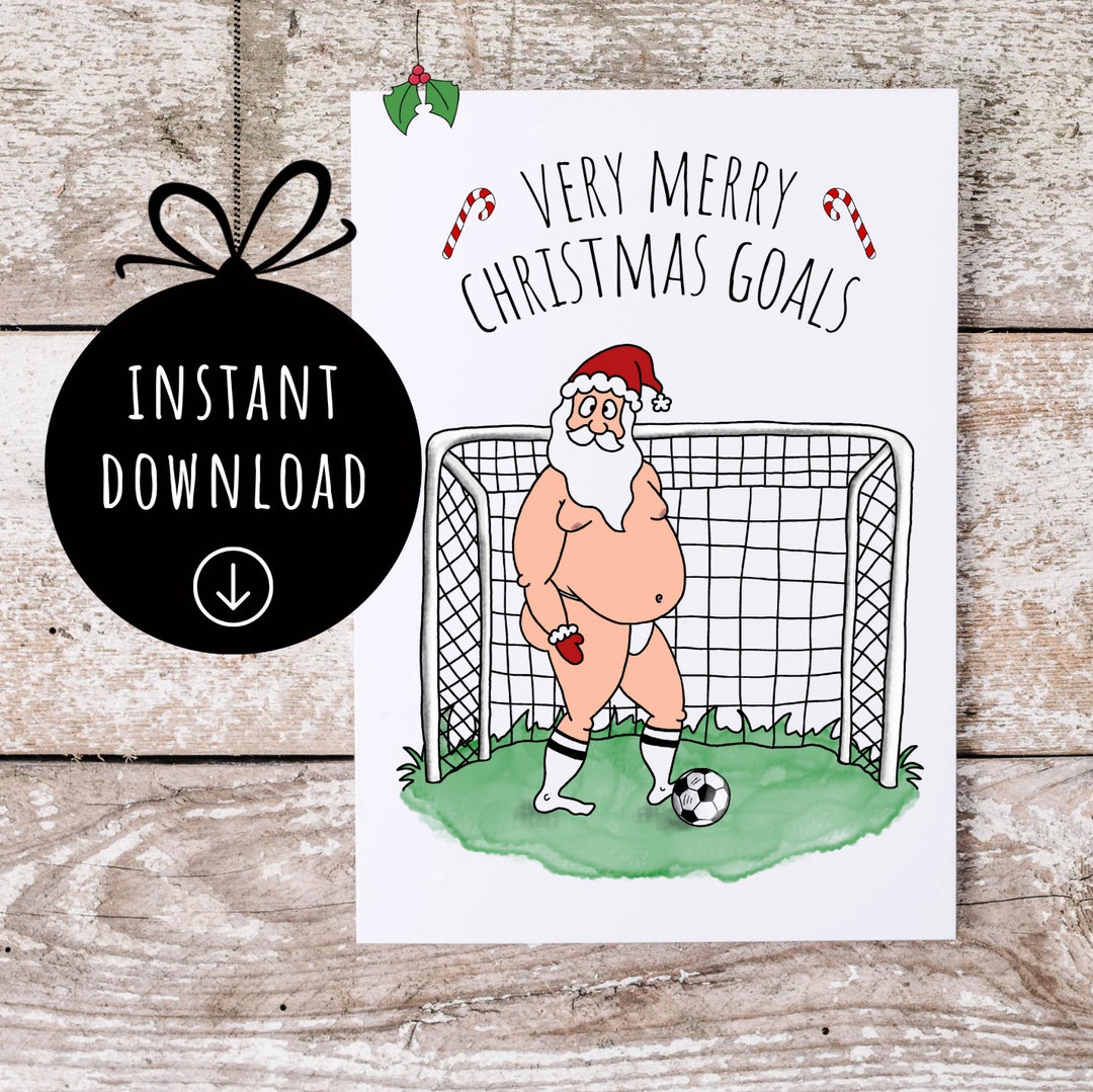 Digital Goalkeeper Santa Claus Holiday Card Funny Soccer - Etsy