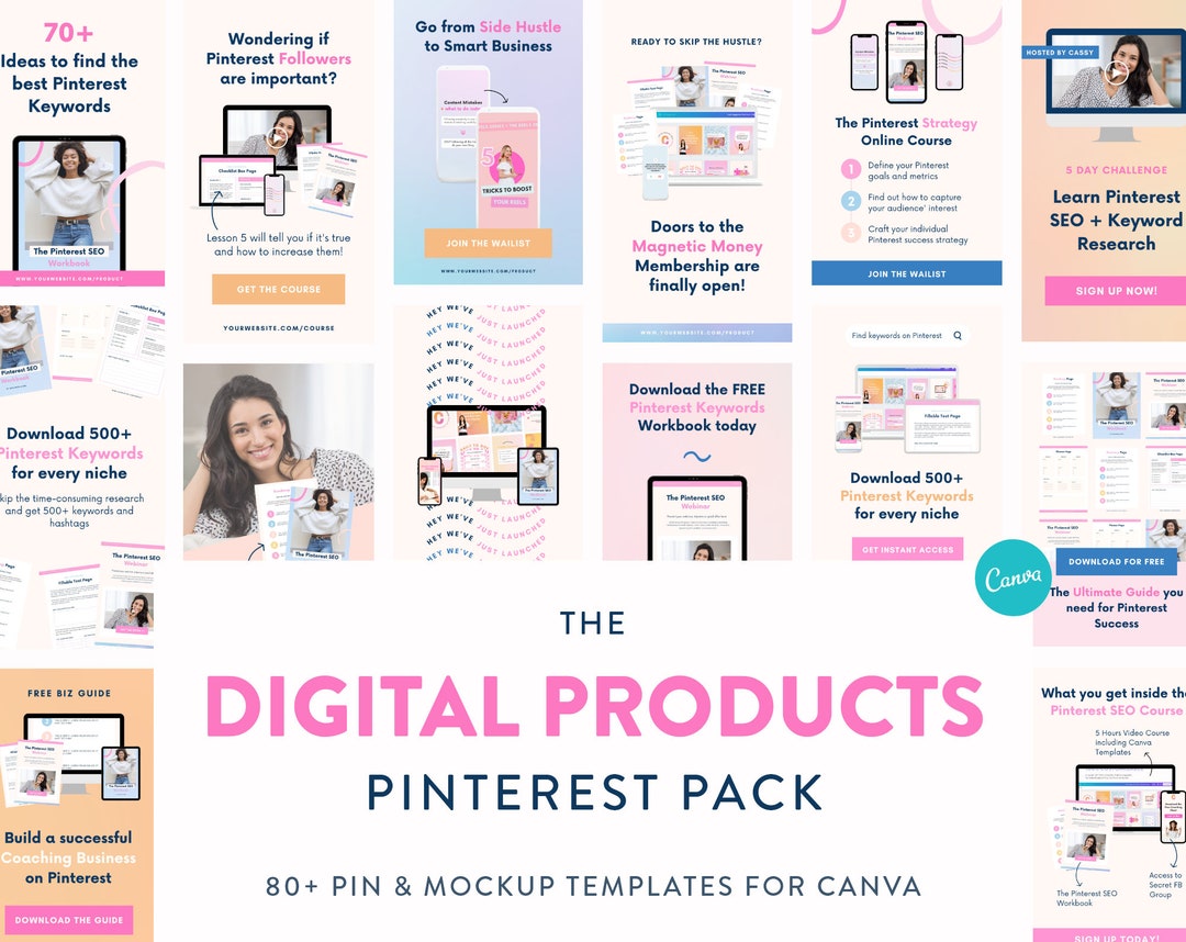 Digital Products Pinterest Pack Canva Templates for Pinterest Pins ...
