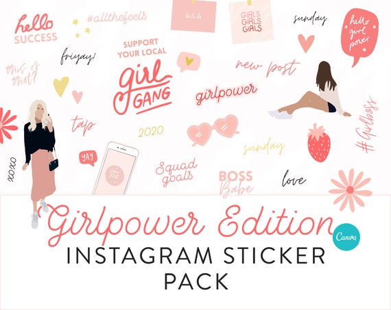 Girlpower Instagram Sticker Pack 100 Instagram Story | Etsy