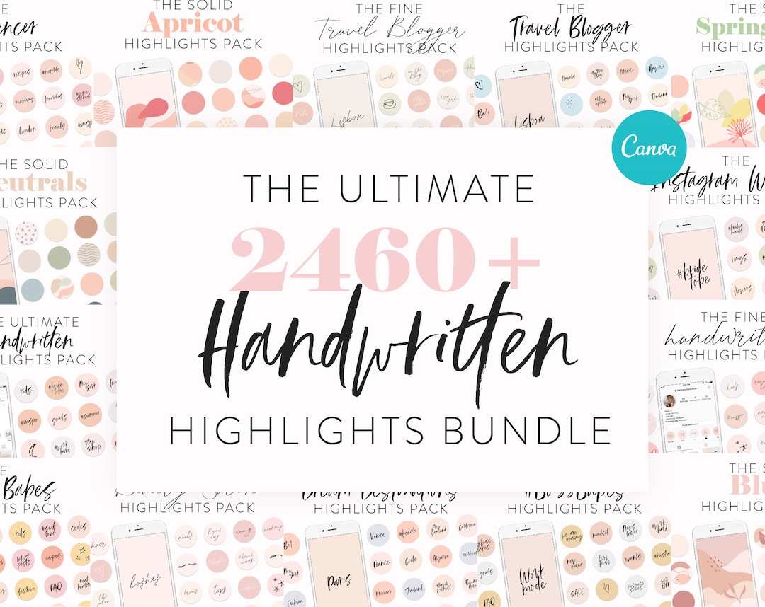 2460+ Handwritten Instagram Story Highlight Covers Bundle - Instagram ...