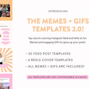 Instagram Memes + Gifs Post Template Pack 2.0 - 30 Canva Templates for ...
