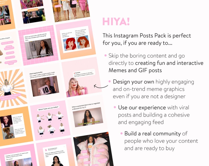 Instagram Memes Gifs Post Template Pack 2.0 30 Canva | Etsy