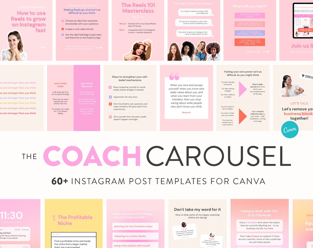 60+ Coach Carousel Post Templates for Instagram - Canva Carousel ...