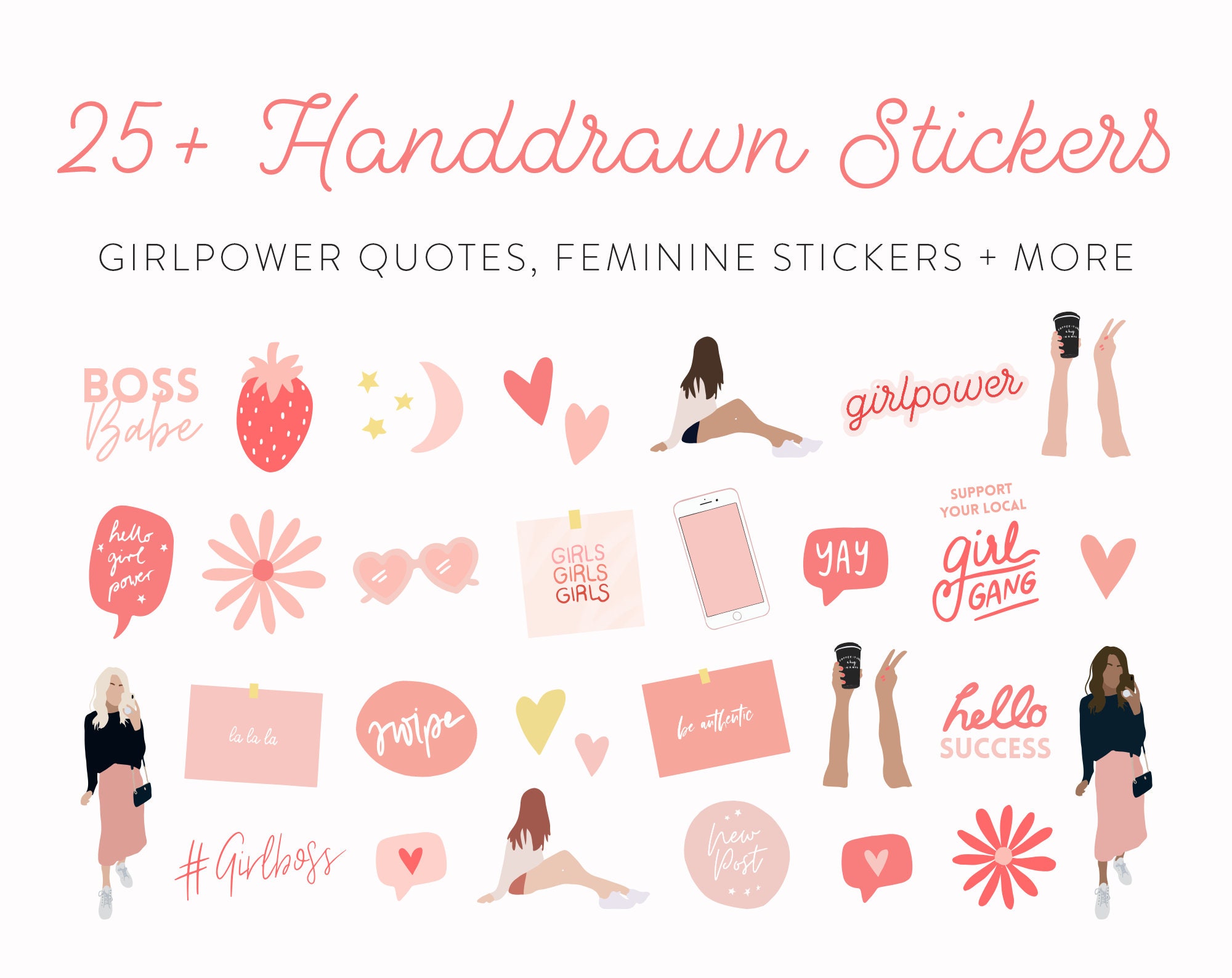 Girlpower Instagram Sticker Pack 100 Instagram Story - Etsy