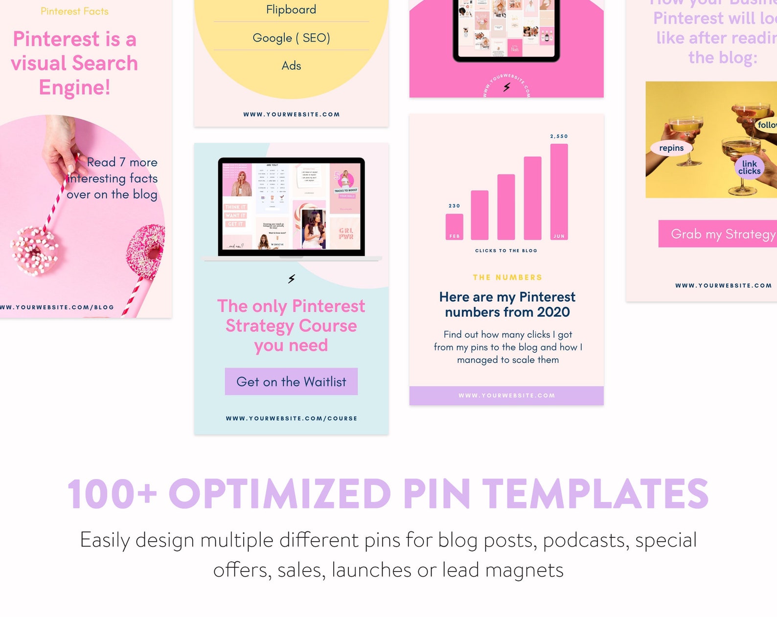 100 Pin Power Template Kit for Pinterest Canva Templates for Engaging ...