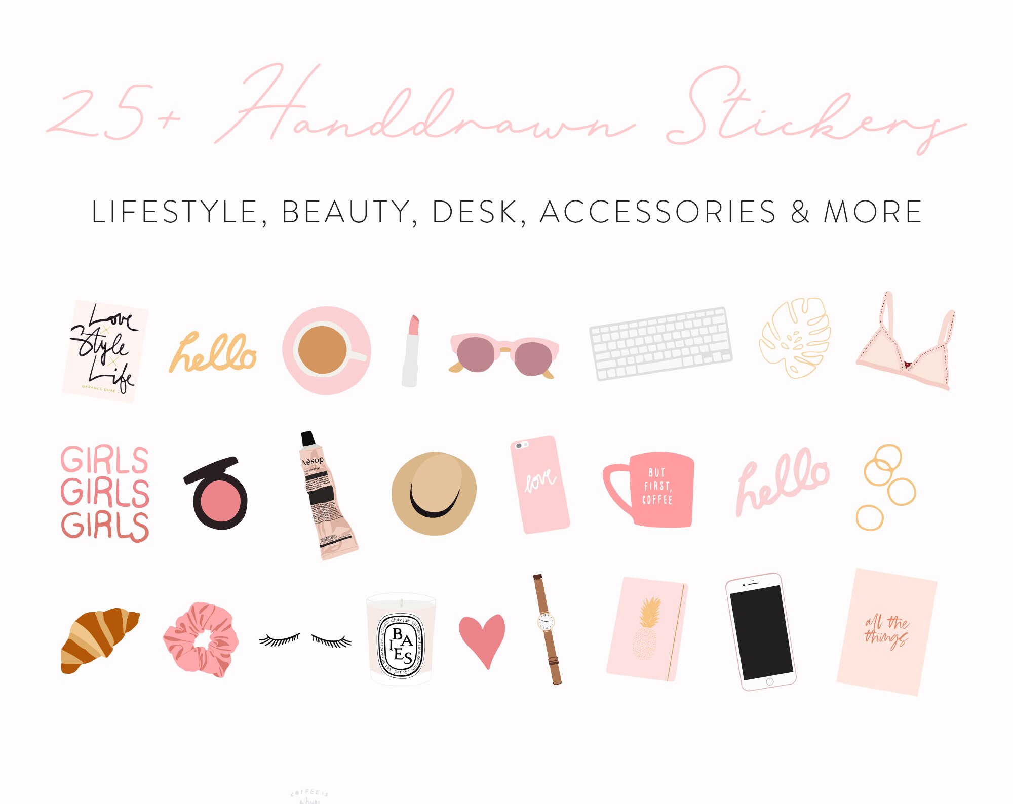 Girly Instagram Sticker Pack 100 Story Stickers for | Etsy