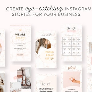Minimal Marble Instagram Stories Pack - Canva Story Games Template ...