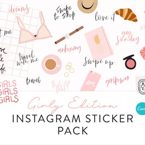 Girly Instagram Sticker Pack - 100+ Story Stickers for Instagram ...
