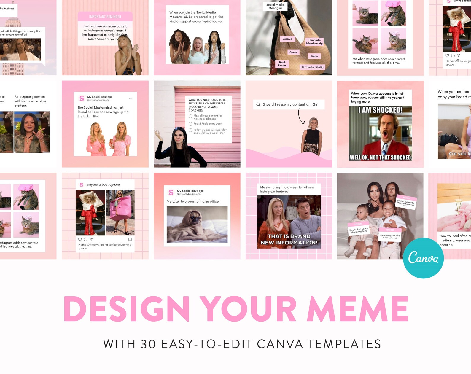 Engagement Booster Memes + Gifs for Instagram - 60 Canva Templates for ...