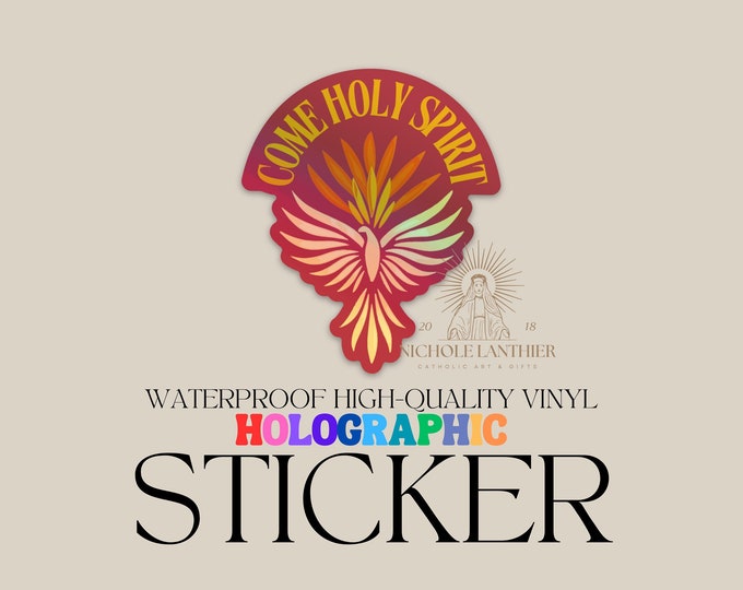 Holy Spirit Red HOLOGRAPHIC Sticker, Confirmation Gift, Catholic ...