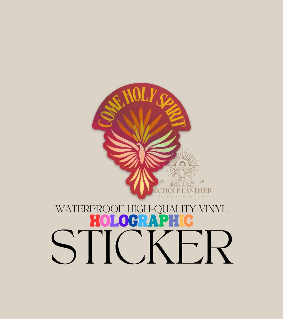 Holy Spirit Red HOLOGRAPHIC Sticker, Confirmation Gift, Catholic ...