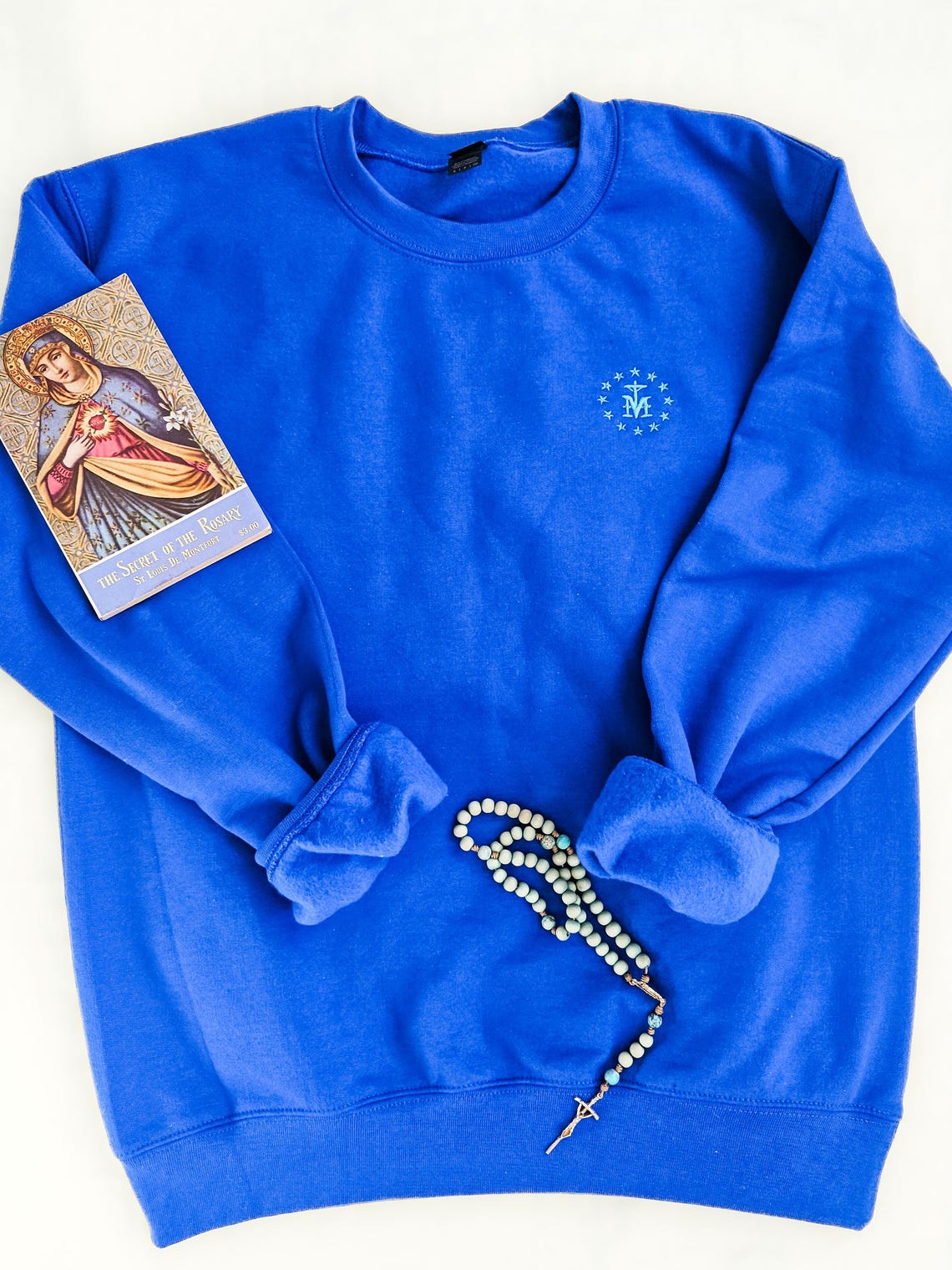Marian Cross Embroidered Sweatshirt ROYAL BLUE, Our Lady's Shirt ...