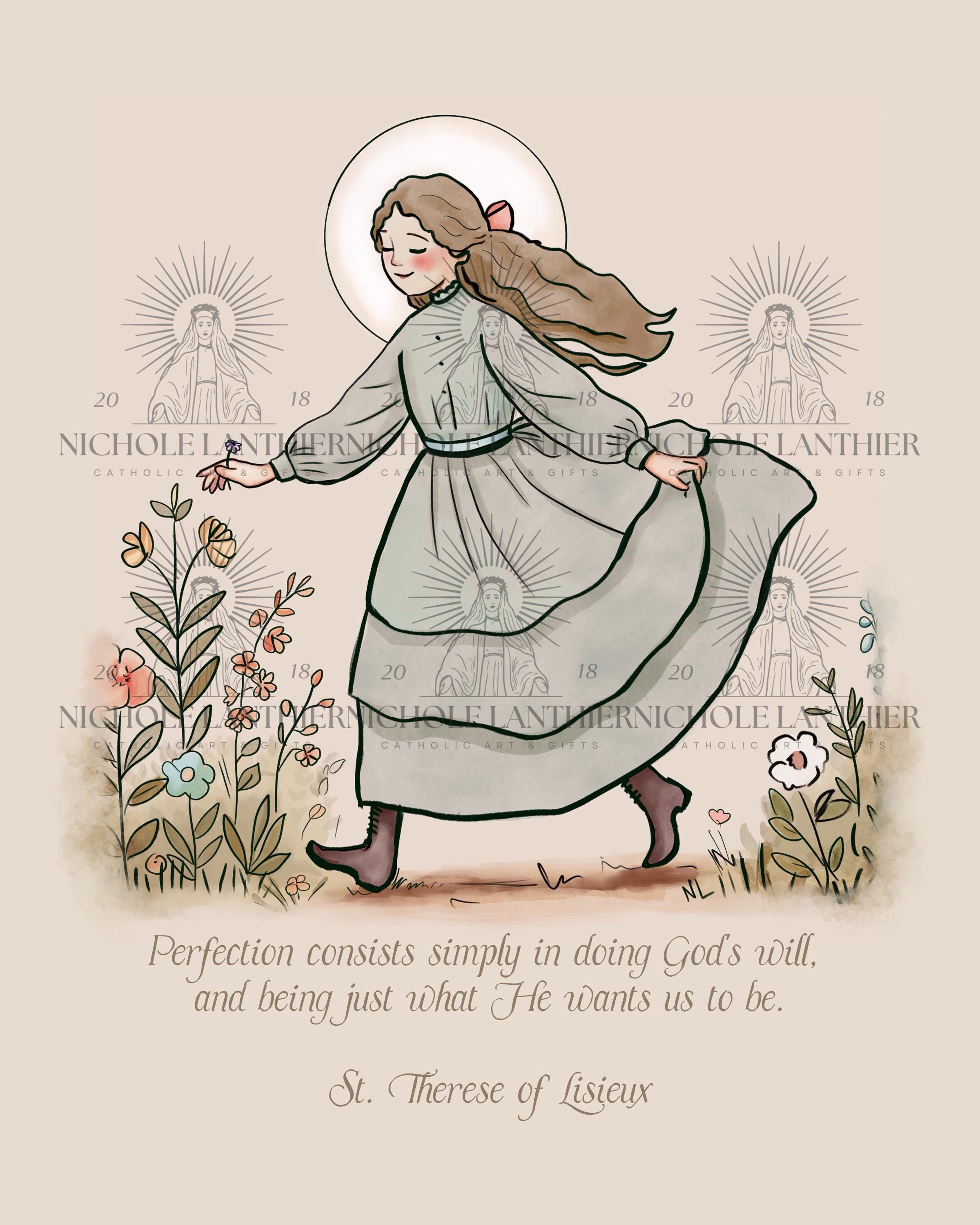 St. Therese Illustration, Catholic Art, Catholic Gift, Catholic Girl ...