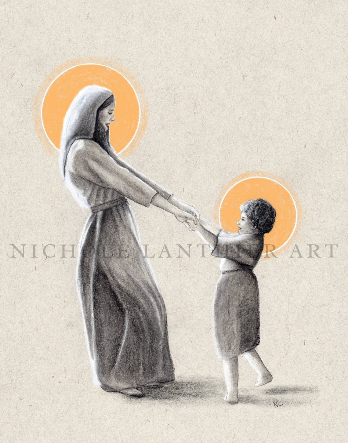 Mary & Jesus Dancing Art Catholic Art Catholic Mom Gift - Etsy