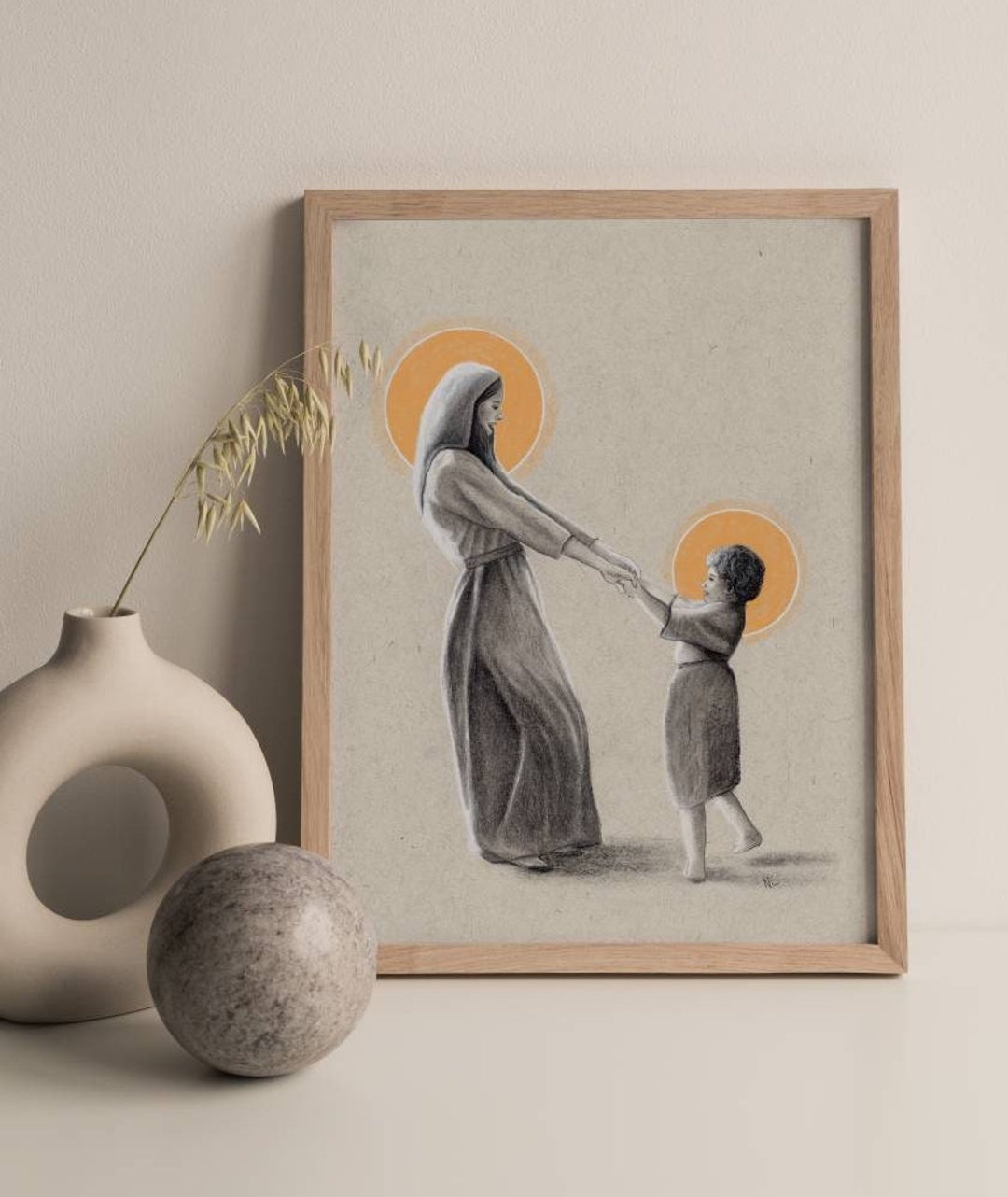 Mary & Jesus Dancing Art, Catholic Art, Catholic Mom Gift, Virgin Mary ...