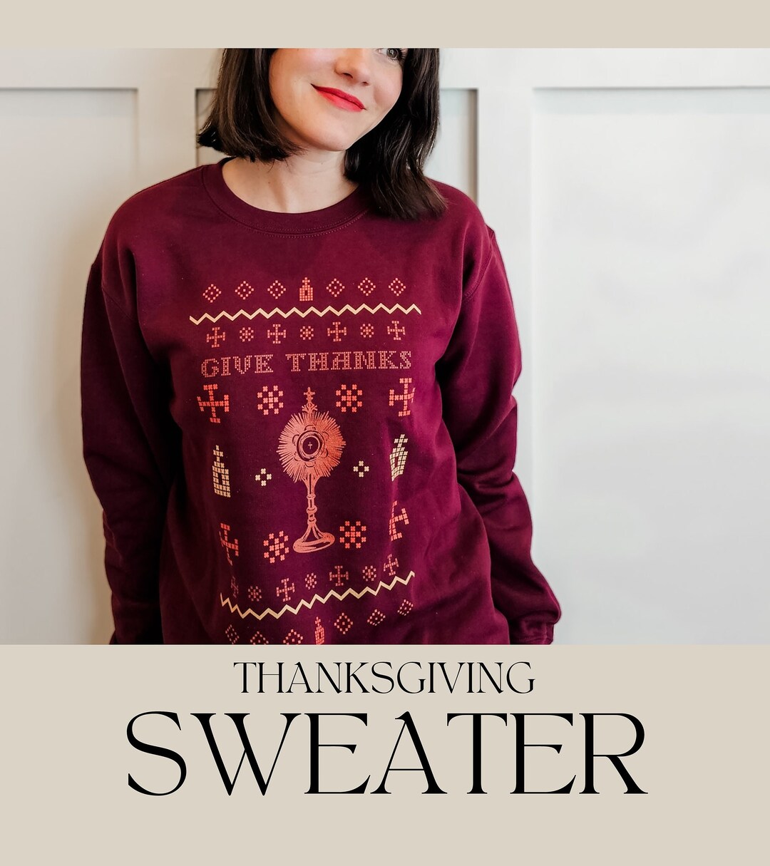 Catholic Thanksgiving Eucharist Sweatshirt, Holiday Sweater - Etsy