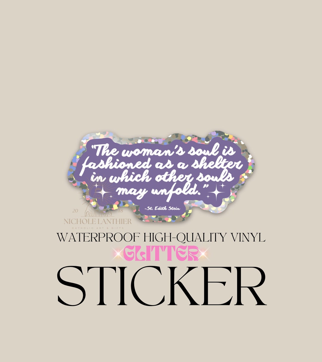 St. Edith Stein Quote Glitter Sticker, Catholic Sticker - Etsy