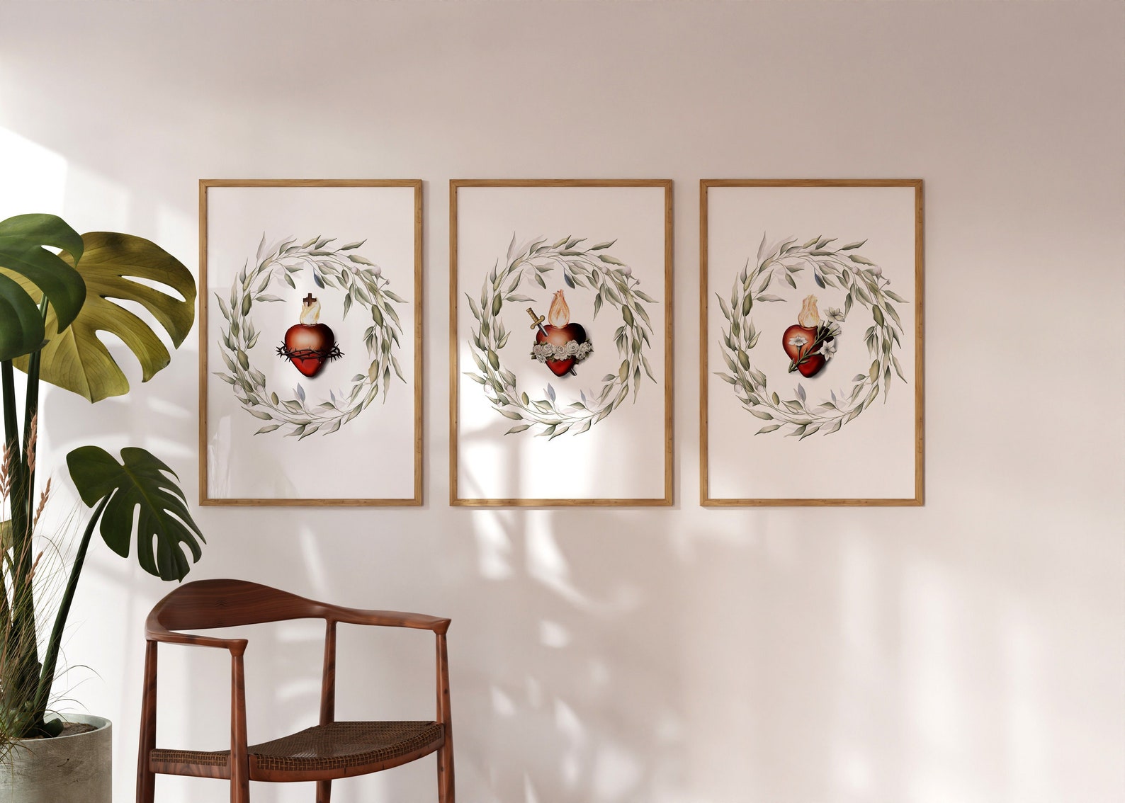 Three Hearts of the Holy Family Set (3 Prints), Holy Family, Sacred ...