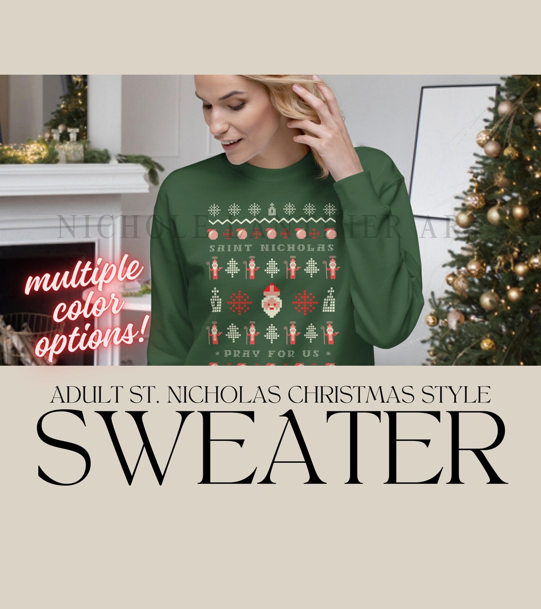 St. Nicholas Christmas Sweatshirt, Catholic Gift, Premium Adult Sweater ...