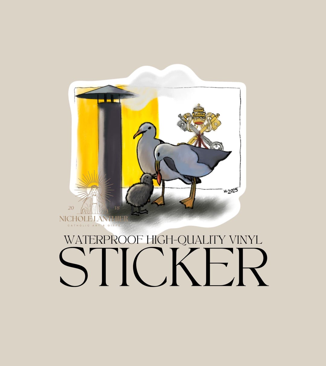 Conclave Seagull Sticker, Vatican Seagull, Pope Leo 14th, Pope Leo XIV ...
