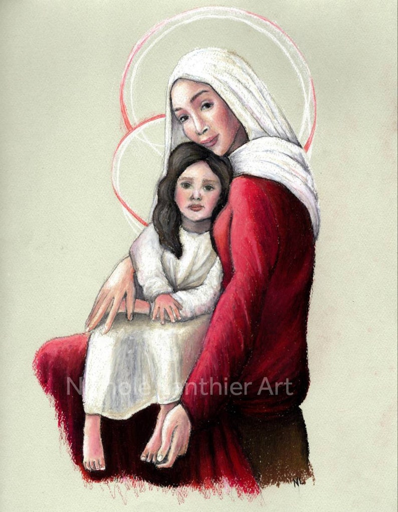 St. Anne and Mary Art Print Catholic Art Virgin Mary Art - Etsy