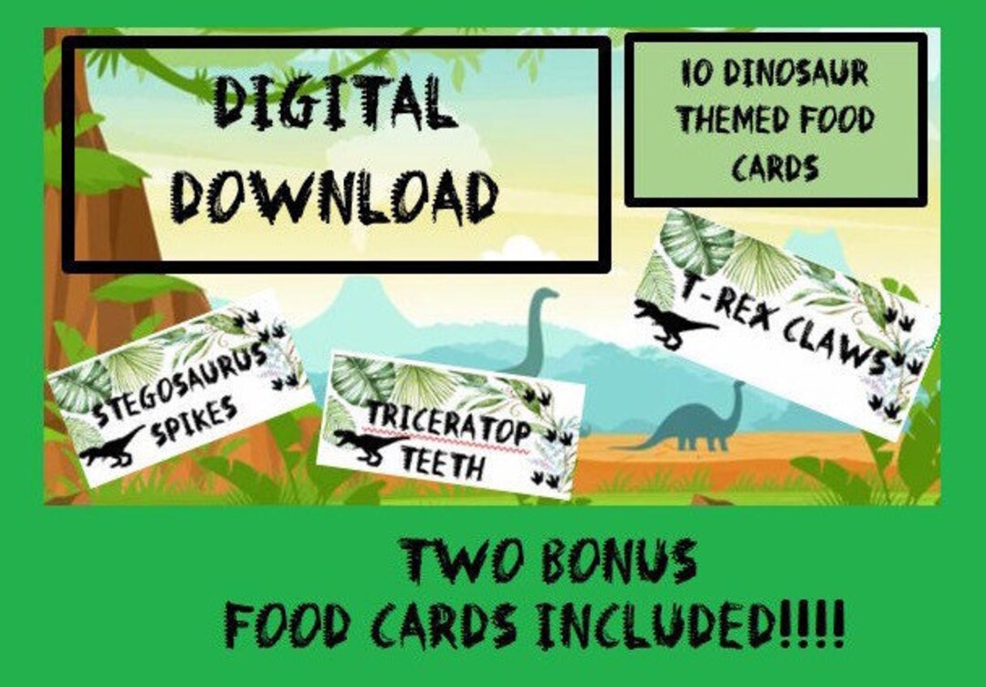 Dinosaur Themed Food Label Cards for Party Table DIGITAL DOWNLOAD - Etsy