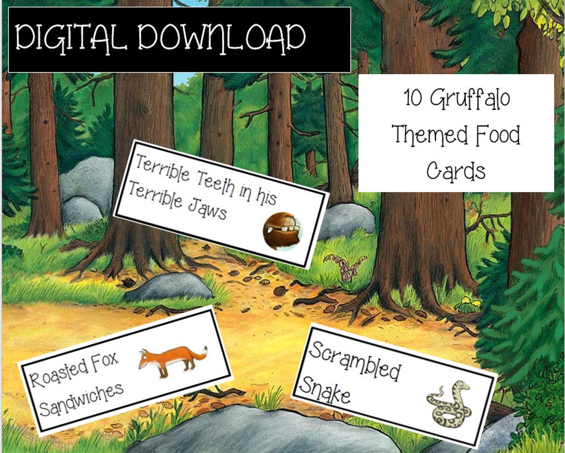Gruffalo Themed Food Label Cards for Party Table DIGITAL - Etsy Ireland