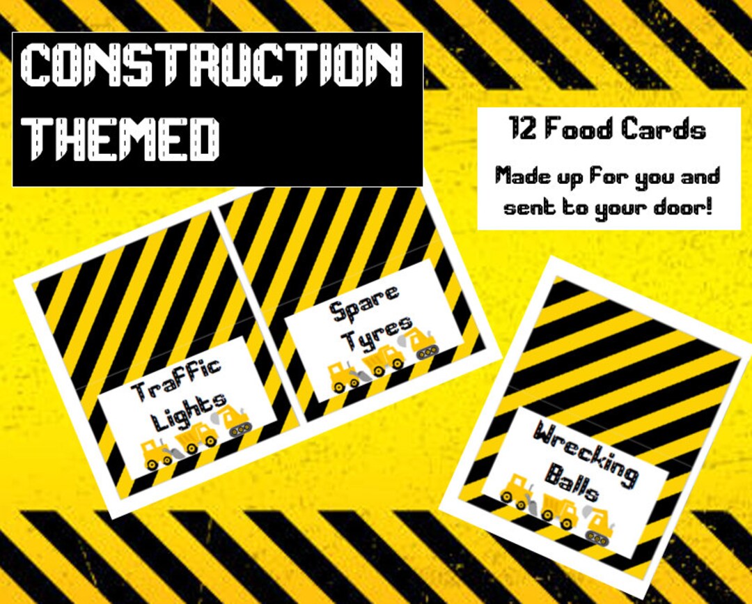 Construction Themed Food Label Cards Made up for You - Etsy
