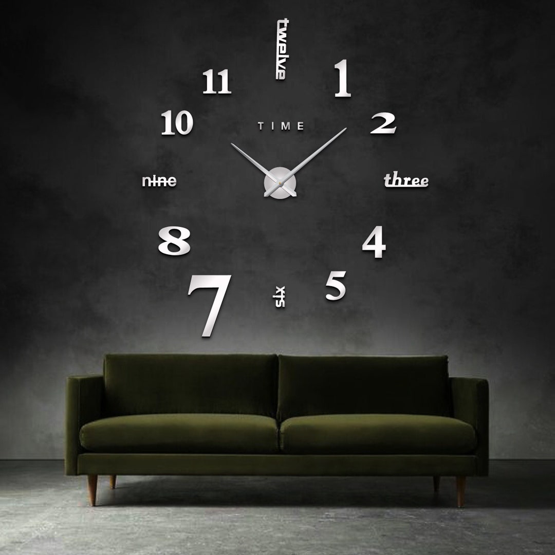 Stylish DIY Wall Clock Mirror Frameless Clock Decoration. Metal Clock ...