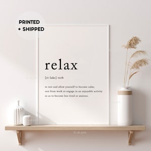 Relax Definition Print, Ioga Print, Office Decor, Bedroom Print ...