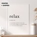 Relax Definition Print, Ioga Print, Office Decor, Bedroom Print ...