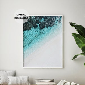 Ocean Poster Beach Print Blue Ocean Island Art Coastal - Etsy