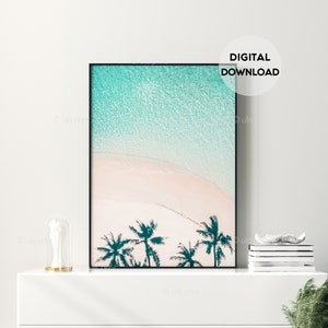 Beach Print Ocean Poster Palm Tree Print Blue Ocean Island - Etsy