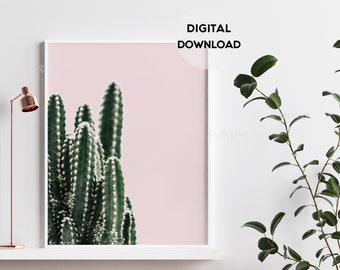 Cactus Print, Pink Cactus Poster, Blush Pastel Pink, Large Cacti Print ...