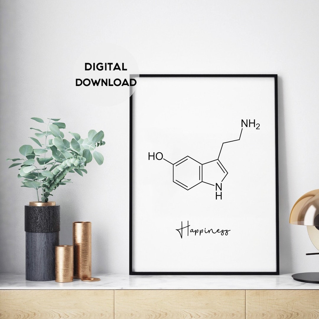 Happiness Molecule Poster, Serotonin Molecule, Science Chemistry Poster ...